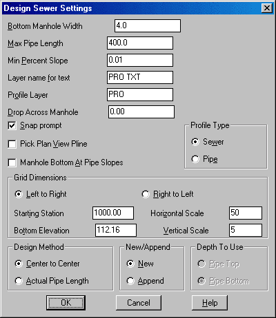Design Sewer/Pipe Profile