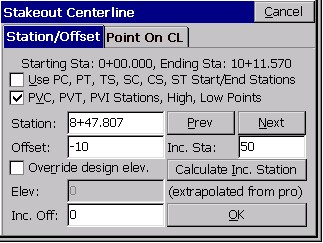 Stakeout Line/Arc (Stake Centerline)